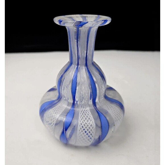 Murano | Accents | Vintage Murano Latticino Ribbon Glass Vase Bottle ...